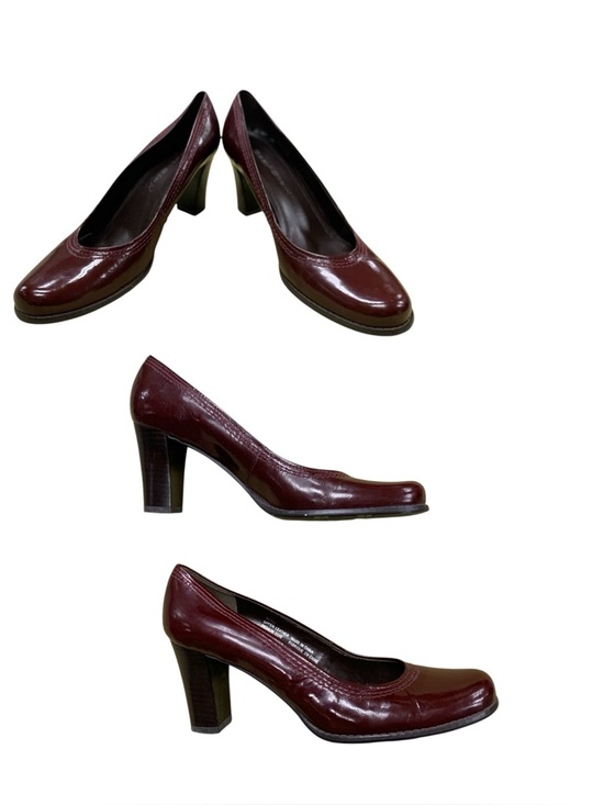 Shoes | Easy Step Classic Burgundy Leather Block Heel Pumps S75 | Poshmark